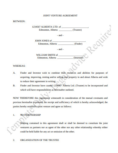 6+ FREE Real Estate Joint Venture Agreement Templates in PDF | DOC