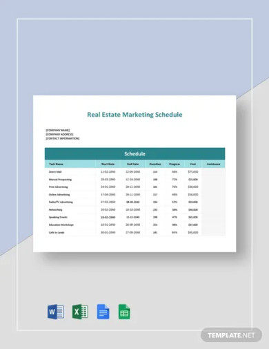 28+ FREE Real Estate Schedule Templates in PDF, Word