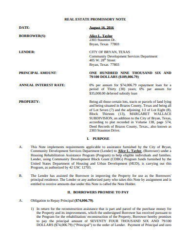 9+ FREE Real Estate Promissory Note Templates in PDF, Word