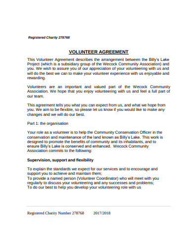 11+ Charity Volunteer Agreement Templates in PDF