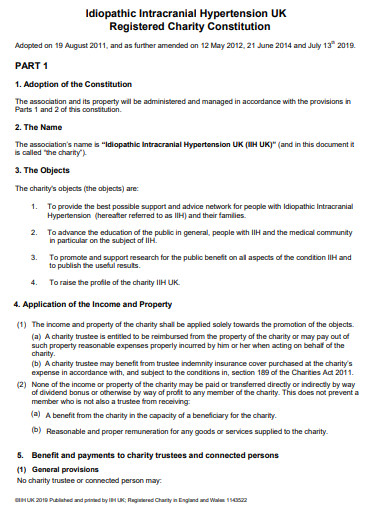 8+ Charity Constitution Templates in PDF | DOC