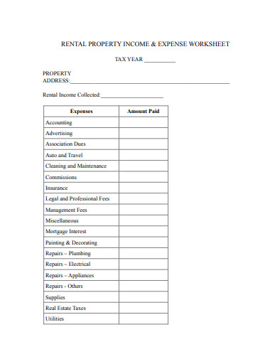 18+ Rental Property Worksheet Templates in PDF