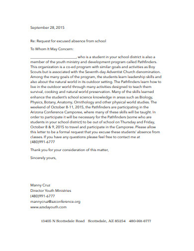 Free 13+ School Absence Letter Templates in PDF | DOC