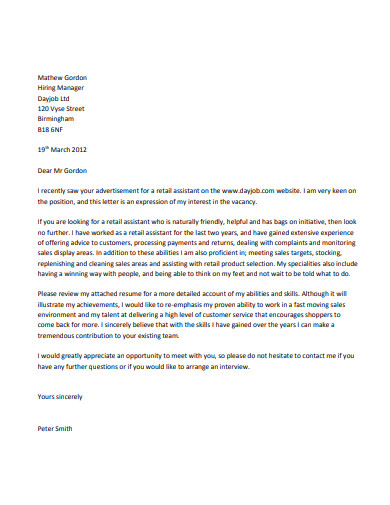 5 Retail Manager Cover Letter Templates In PDF