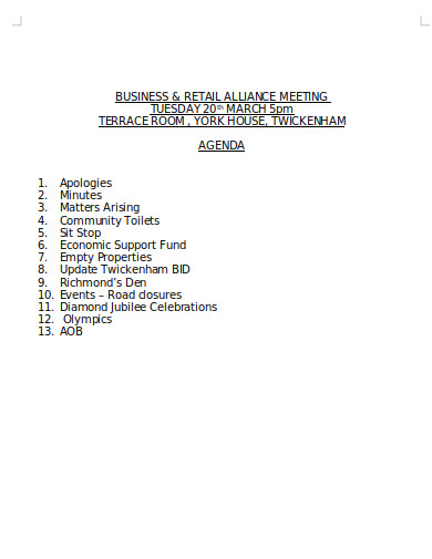 10+ Retail Meeting Agenda Templates in PDF | Word
