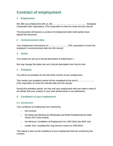 5+ Retail Employment Contract Templates in PDF