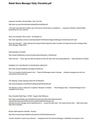 7+ Retail Daily Checklist Templates in PDF | DOC