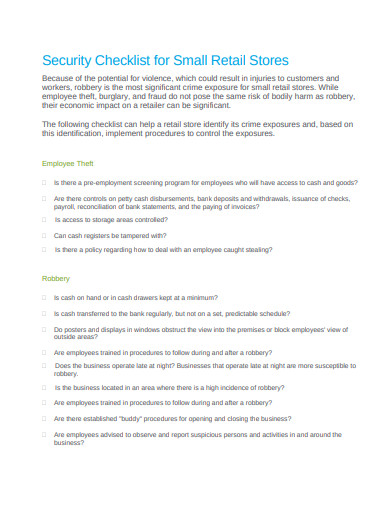 10+ Retail Store Checklist Templates in PDF | Word