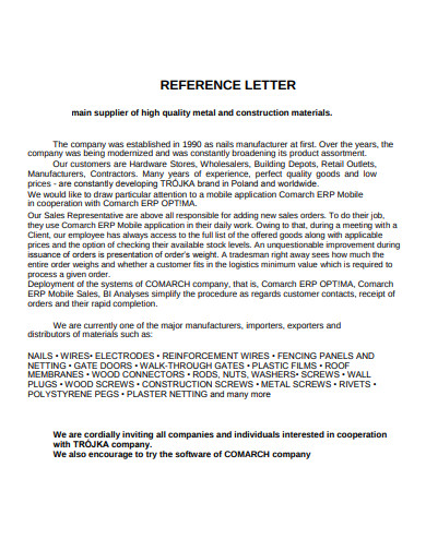 4+ Retail Reference Letter Templates in PDF