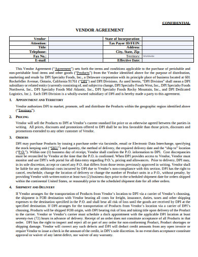 10+ Retail Vendor Agreement Templates in PDF | DOC