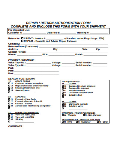 23+ Return Authorization Form Templates in Google Docs | Word | Pages | PDF