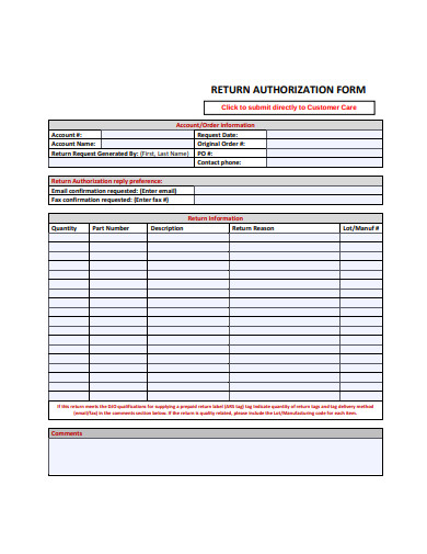 23+ Return Authorization Form Templates in Google Docs | Word | Pages | PDF