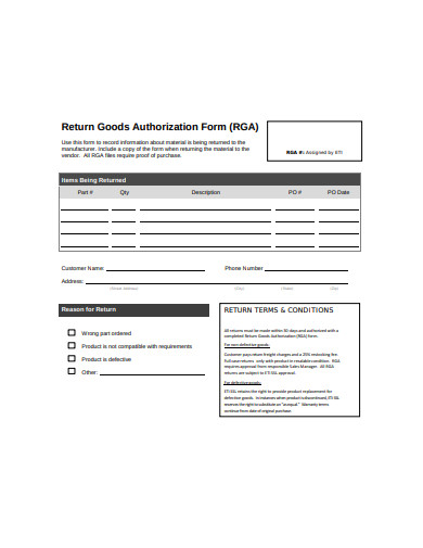 23+ Return Authorization Form Templates in Google Docs | Word | Pages | PDF