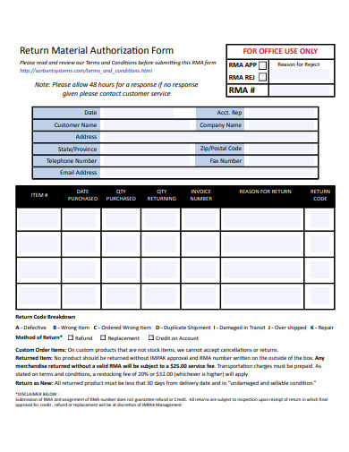 23+ Return Authorization Form Templates in Google Docs | Word | Pages | PDF