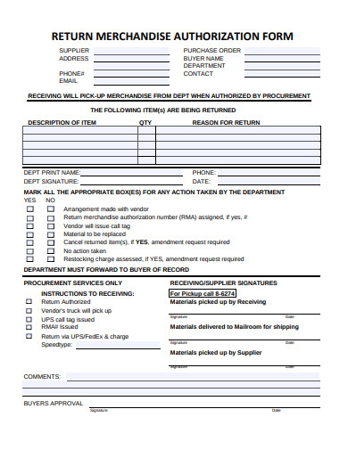 23+ Return Authorization Form Templates in Google Docs | Word | Pages | PDF