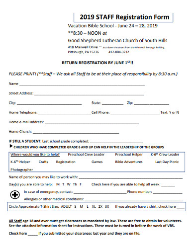 FREE 10+ Staff Registration Form Templates in PDF | MS Word