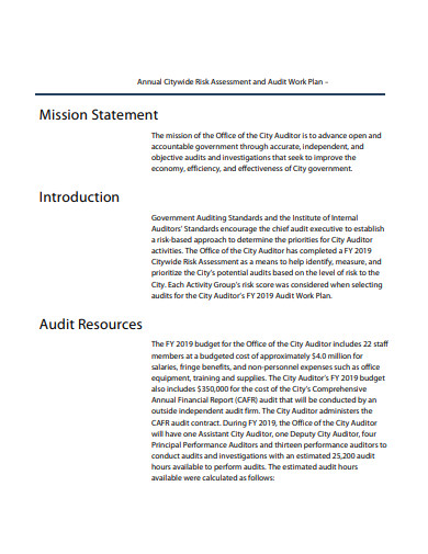 12+ Audit Work Plan Templates in PDF | DOC