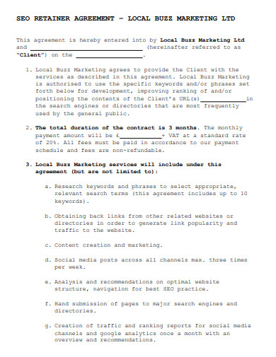 9+ SEO Agreement Templates in PDF