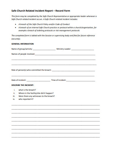 10+ Church Incident Report Templates in PDF | DOC