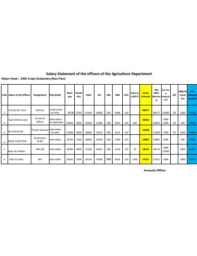 9 Salary Statement Templates In PDF DOC XLS