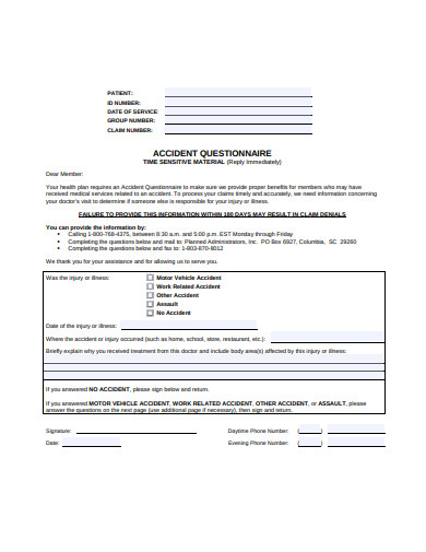 21+ Accident Questionnaire Templates in PDF | DOC