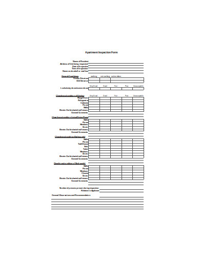 6+ Apartment Inspection Form Templates in PDF | XLS