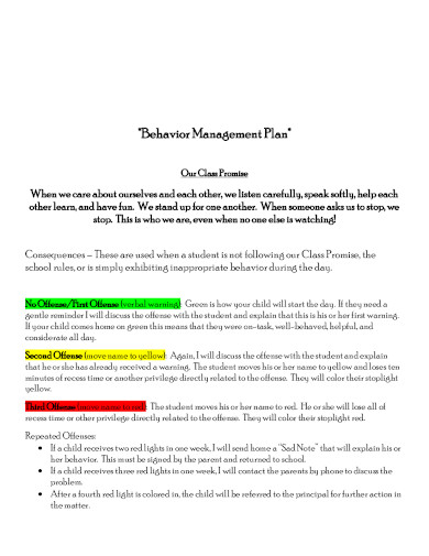17+ Behaviour Management Plan Templates in PDF | DOC