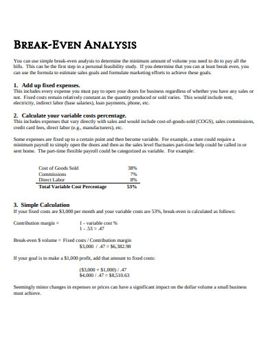 18+ Break Even Analysis Templates in Google Docs | Google | Sheets ...