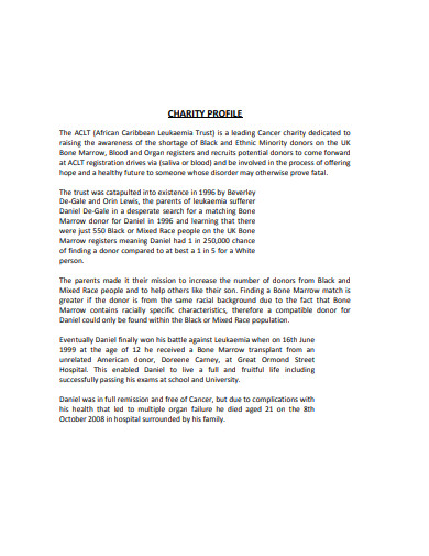 8+ Charity Profile Templates in PDF | DOC