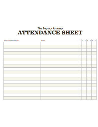 8+ Church Attendance Sheet Templates in PDF | DOC