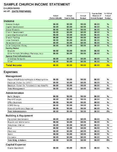 10 Church Income Statement Templates In PDF