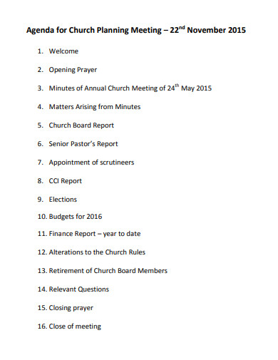 10+ Church Meeting Agenda Templates in PDF | DOC
