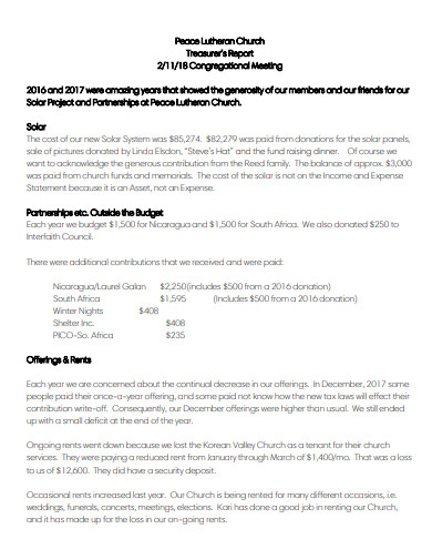 10+ Church Treasurer Report Templates in PDF