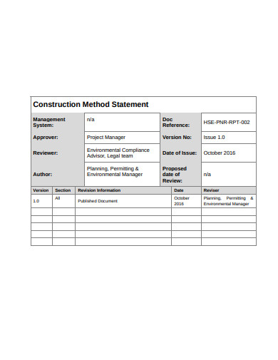 12+ FREE Construction Method Statement Templates in PDF