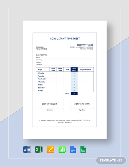 17+ Consultant Timesheet Templates & Samples - DOC, PDF