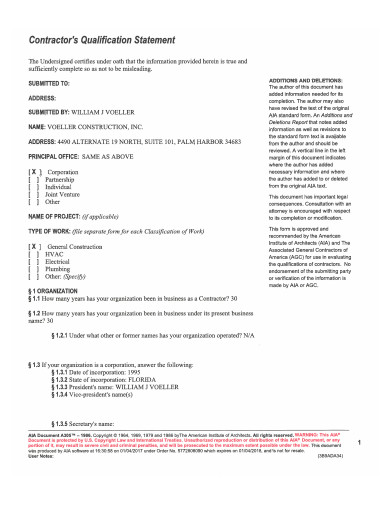 14+ Contractor Qualification Statement Templates in PDF | DOC