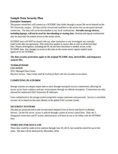 FREE 10 Data Security Plan Templates In PDF MS Word