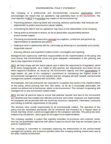 20+ Environmental Policy Statement Templates in PDF | DOC | Free ...