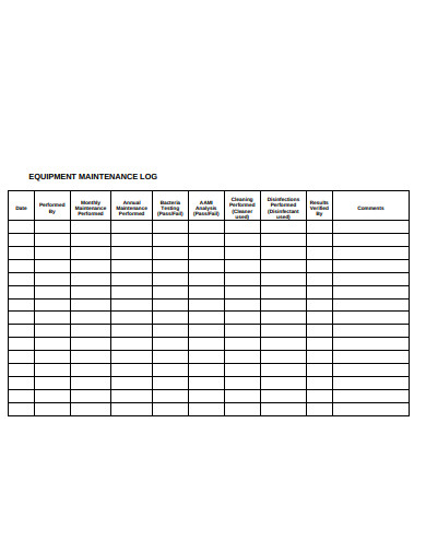 FREE 11+ Equipment Maintenance Log Templates in PDF | MS Word