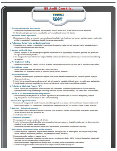 14+ FREE Hr Audit Checklist Templates in PDF | DOC | XLS