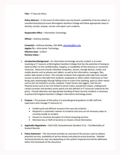 FREE 10+ IT Security Policy Templates in MS Word | PDF