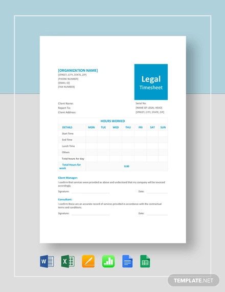12+ Legal and Lawyer Timesheet Templates – PDF, Word, Excel