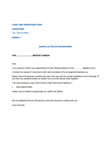 5+ Church Staff Appointment Letter Templates in PDF | DOC