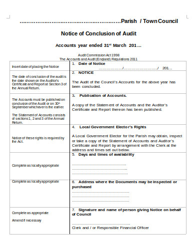 10+ Audit Notice Templates in PDF | DOC