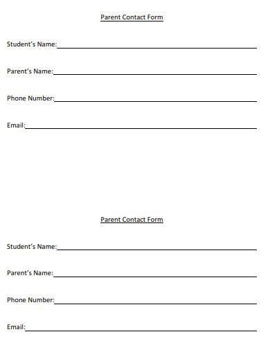 10+ Parent Contact Form Templates in PDF | DOC