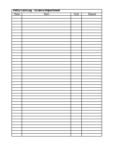 FREE 21+ Petty Cash Log Template in PDF | MS Word | XLS