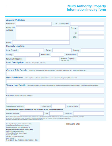 22+ Property Inquiry Form Templates in PDF | DOC