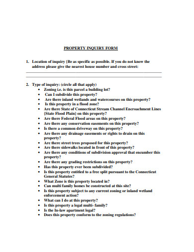 22+ Property Inquiry Form Templates in PDF | DOC