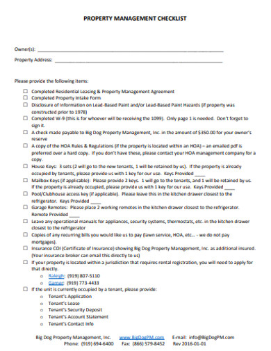 10+ Property Management Checklist Templates in PDF