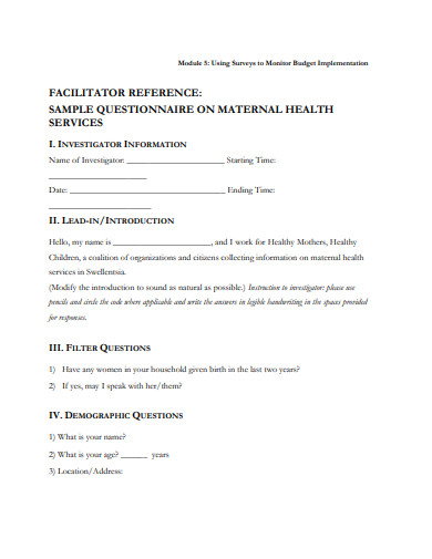 21+ Health Survey Questionnaire Templates in DOC | PDF